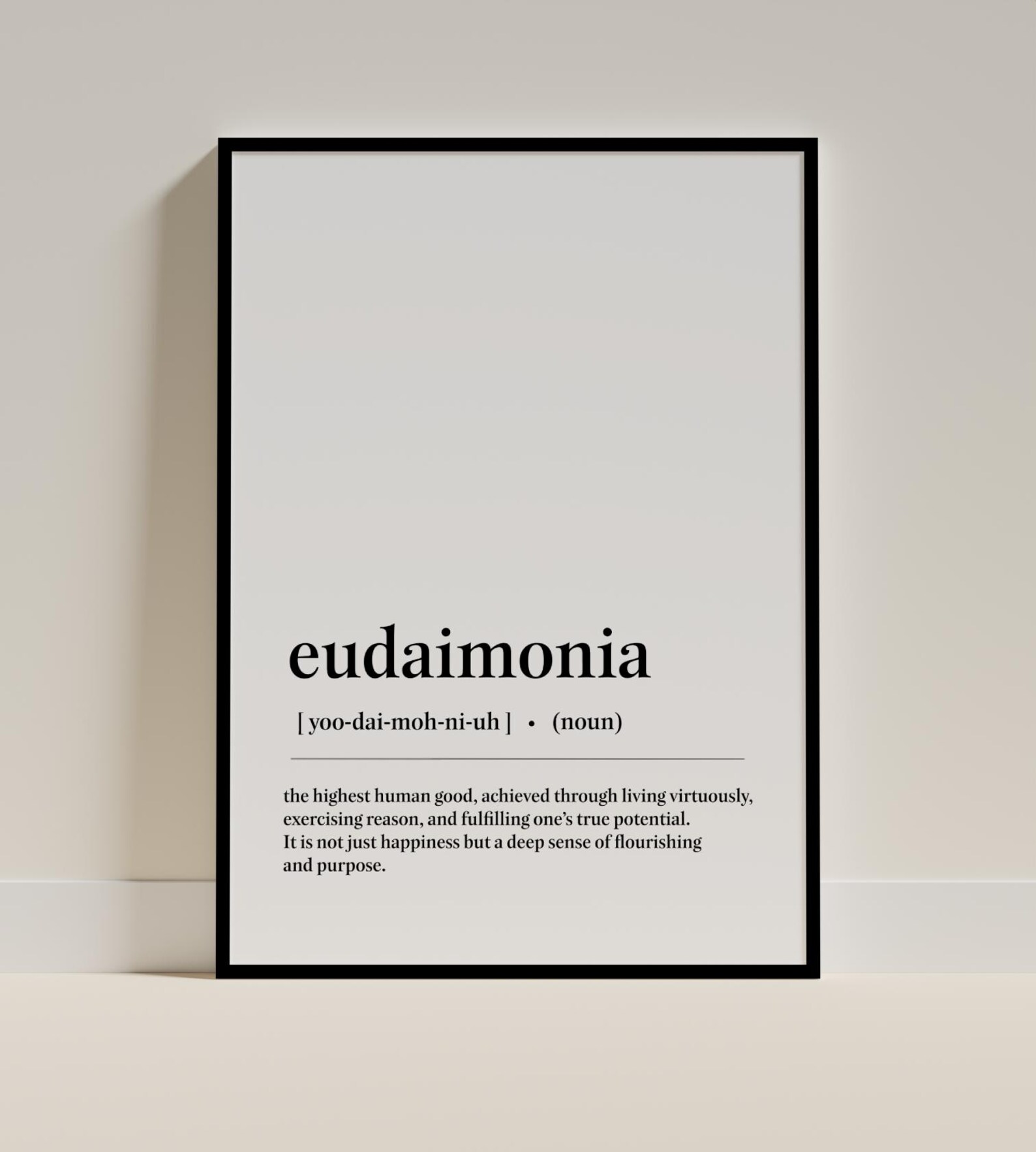 Eudaimonia Definition Printable Wall Art, Stoic Saying Print, Stoic ...