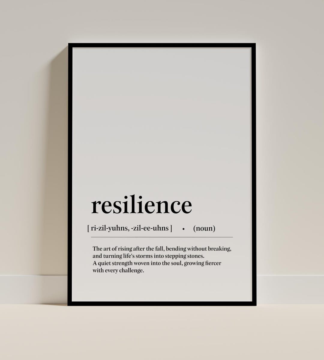 Resilience Definition Wall Art, Dictionary Digital Print, Motivating ...