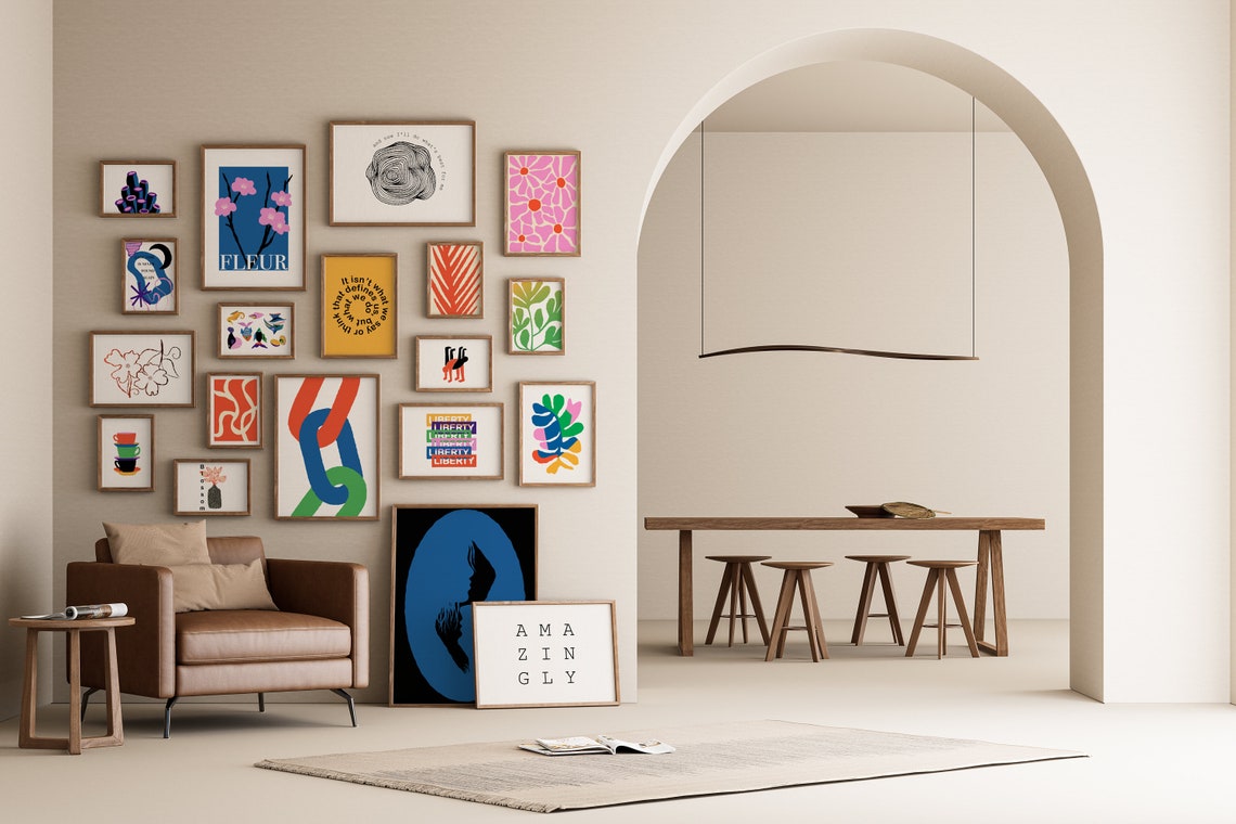 50 Printable Wall Art Bundle, Abstract Wall Art Set, Eclectic Gallery ...