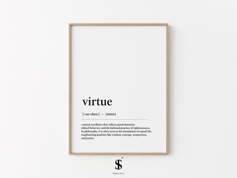 Virtue Definition Print, Printable Wall Art, Stoic Wall Decor ...