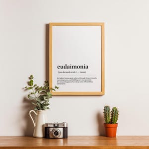 Eudaimonia Definition Printable Wall Art, Stoic Saying Print, Stoic Wall Art, Stoicism Poster ...
