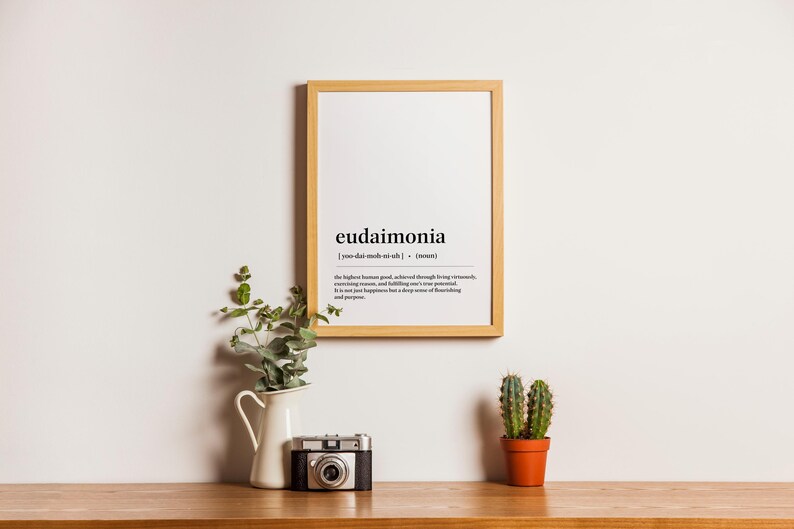Eudaimonia Definition Printable Wall Art, Stoic Saying Print, Stoic ...