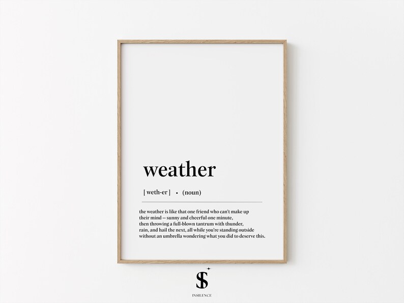 Weather Definition Print: Funny Dictionary Wall Art (digital Download ...