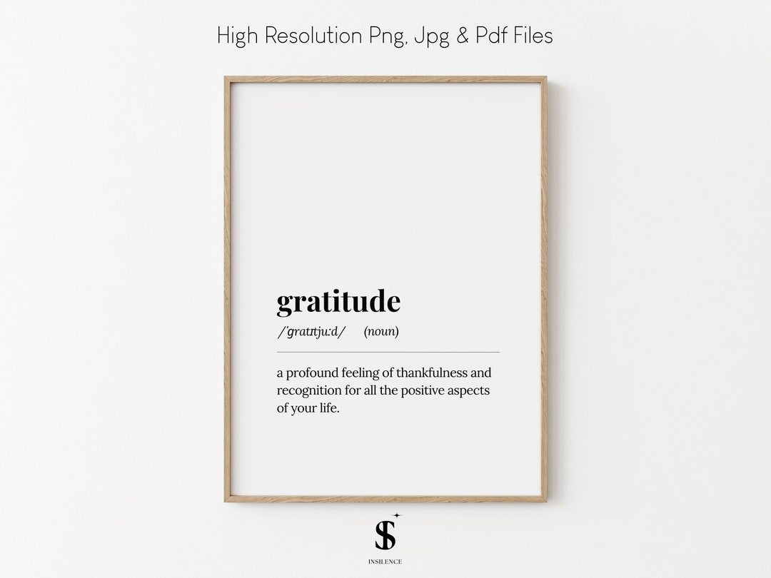 Gratitude Definition Print, Gratitude Dictionary Print, Gift for Her ...