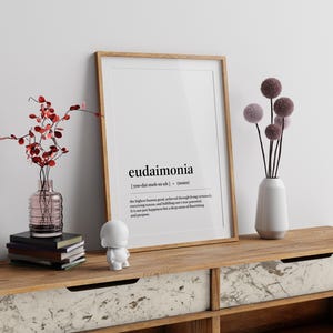Eudaimonia Definition Printable Wall Art, Stoic Saying Print, Stoic ...