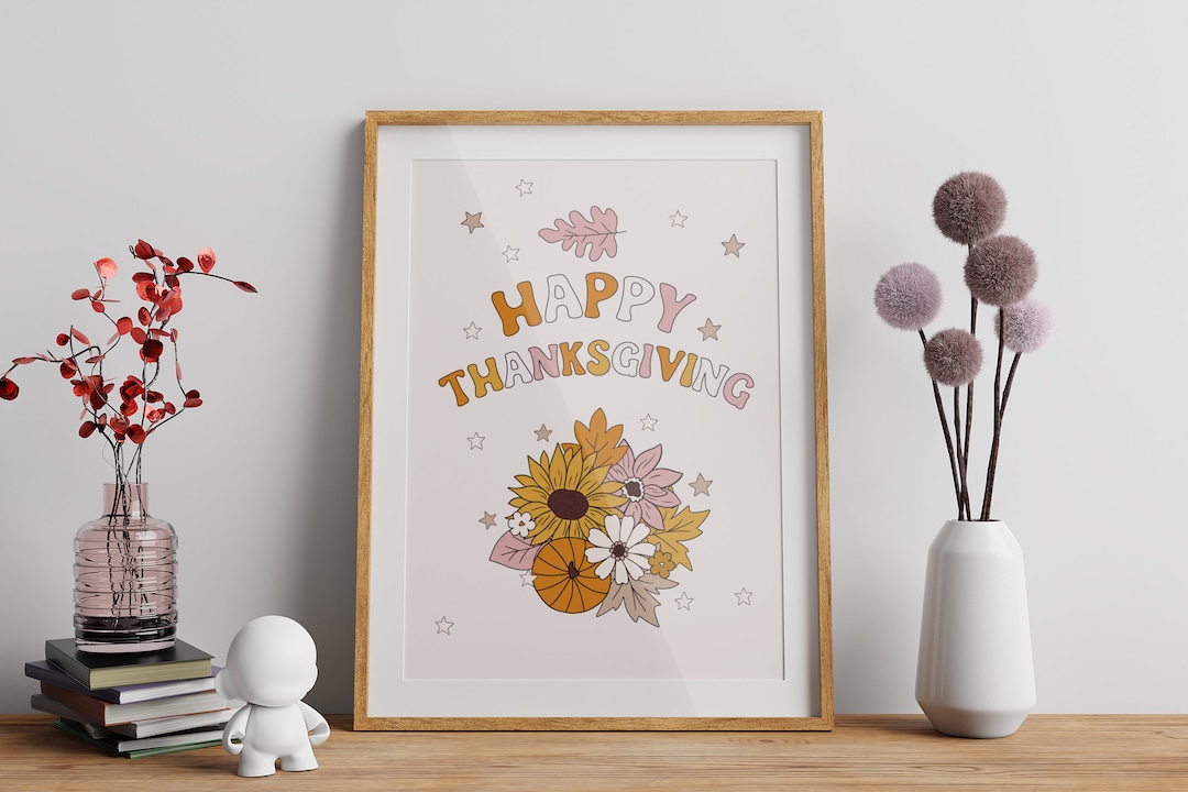 Happy Thanksgiving Printable Wall Art, Print at Home Poster, Seasonal ...