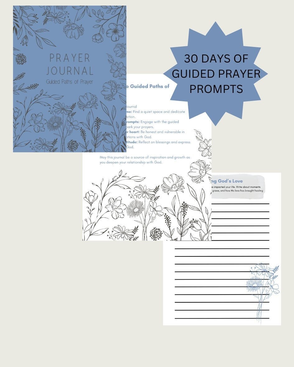 Prayer Journal 30 Day Prompts Printable Daily Prayer and Faith Journal ...