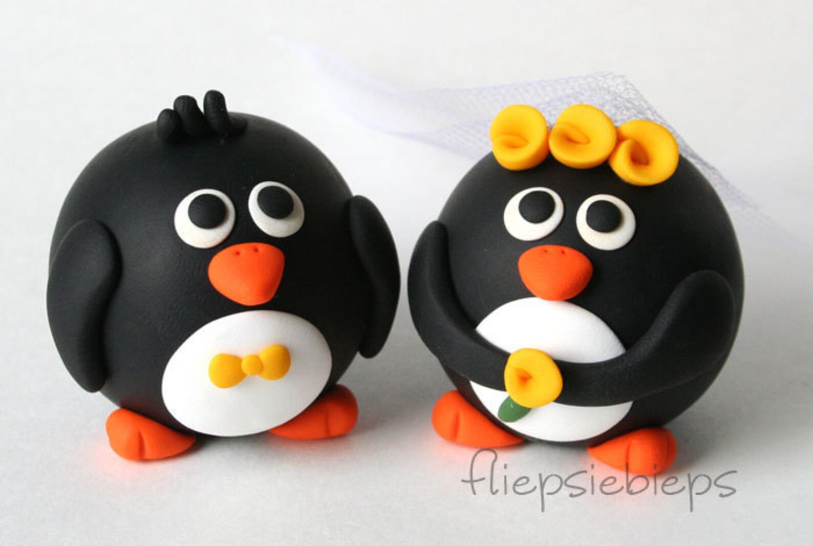 Custom Round Penguin Wedding Cake Topper | Etsy