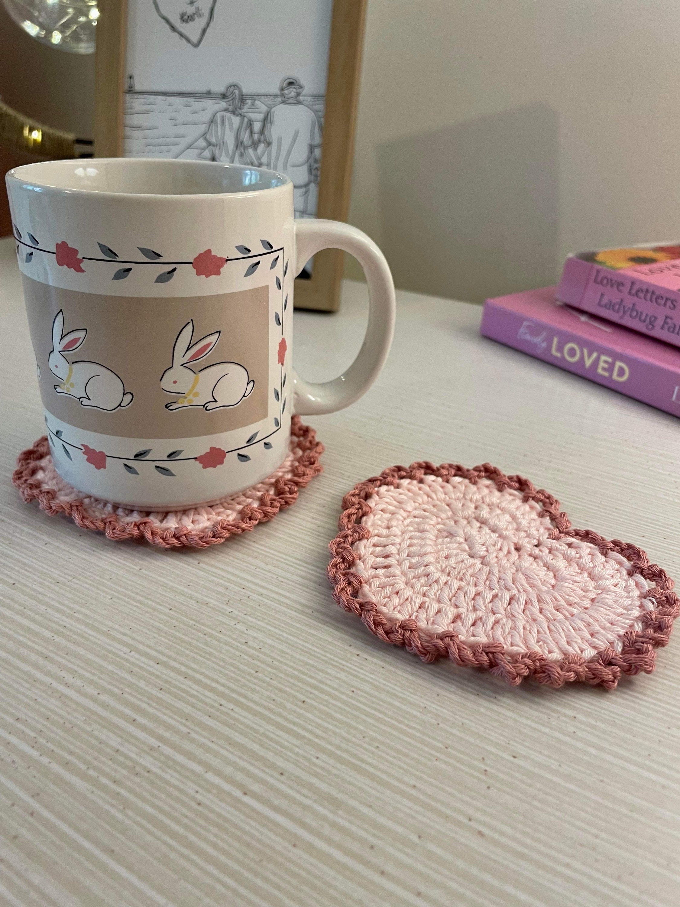 Crochet Coquette Heart Coasters Sets of 2 or 4, Handmade Cute Crochet ...