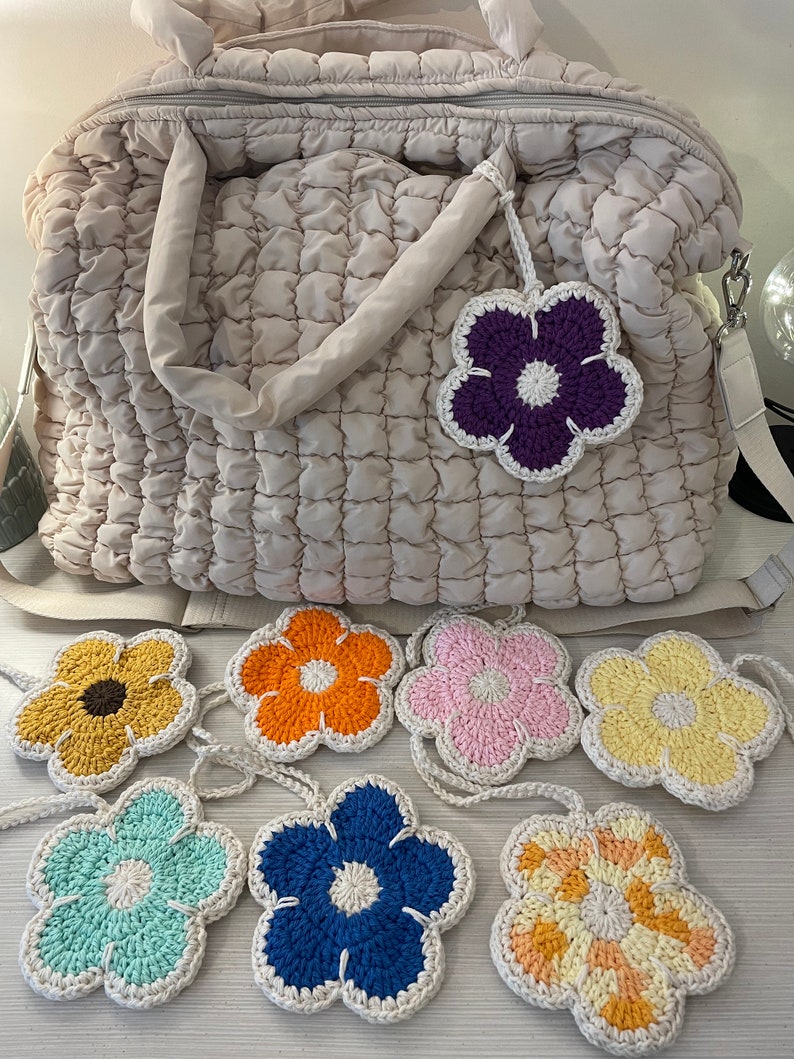 Crochet Flower Pouch | Flower Bag Charm | Bag Tag - Etsy