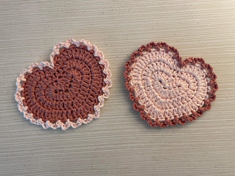 Crochet Coquette Heart Coasters Sets of 2 or 4, Handmade Cute Crochet ...