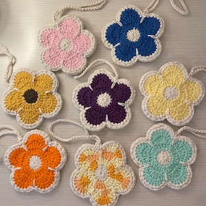 Crochet Flower Pouch | Flower Bag Charm | Bag Tag - Etsy