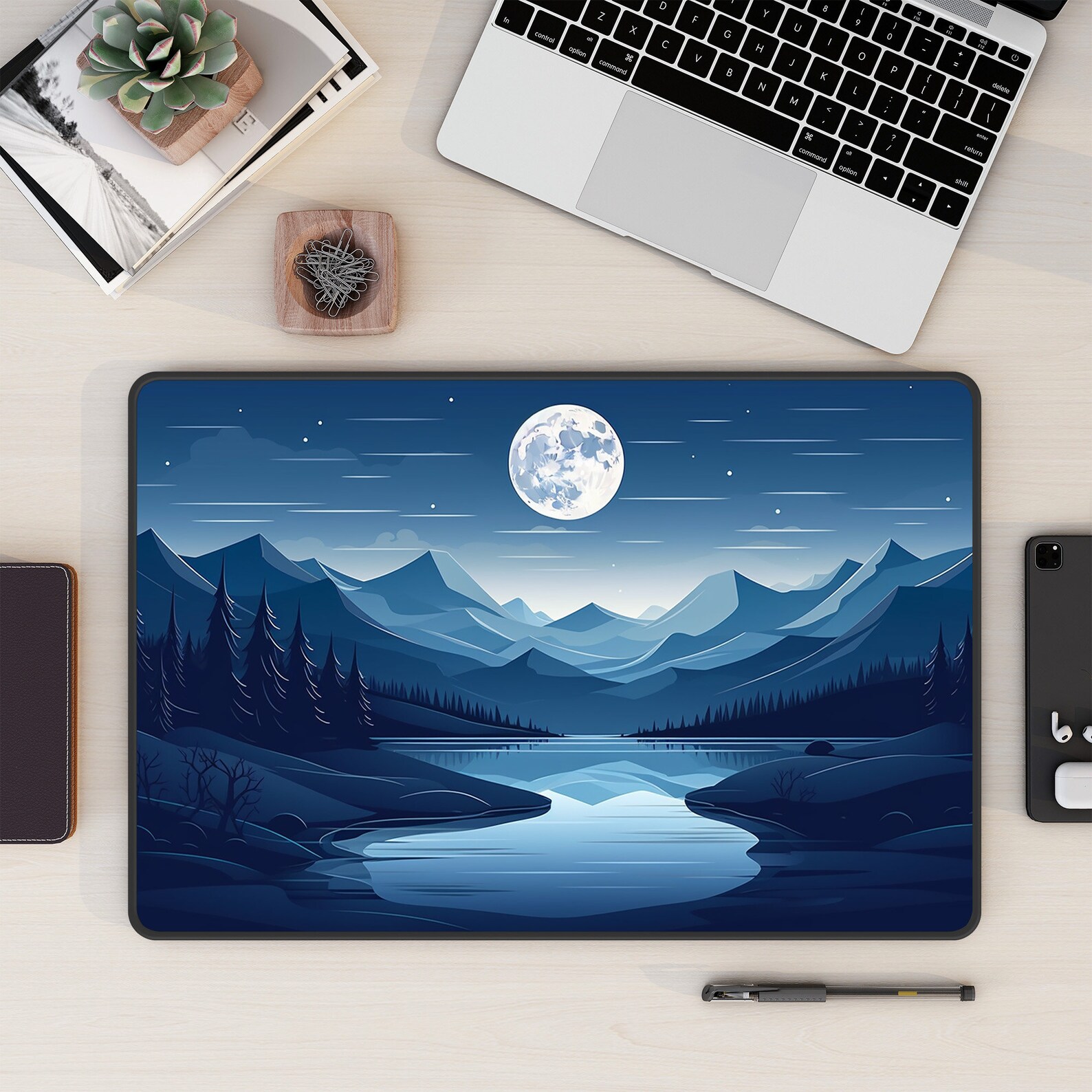 Blue Mountains Desk Mat - Serene Mountain Landscape - Design 1 ...