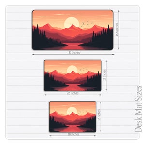 Orange Sunset Desk Mat - Serene Mountain Landscape - Design 1 ...