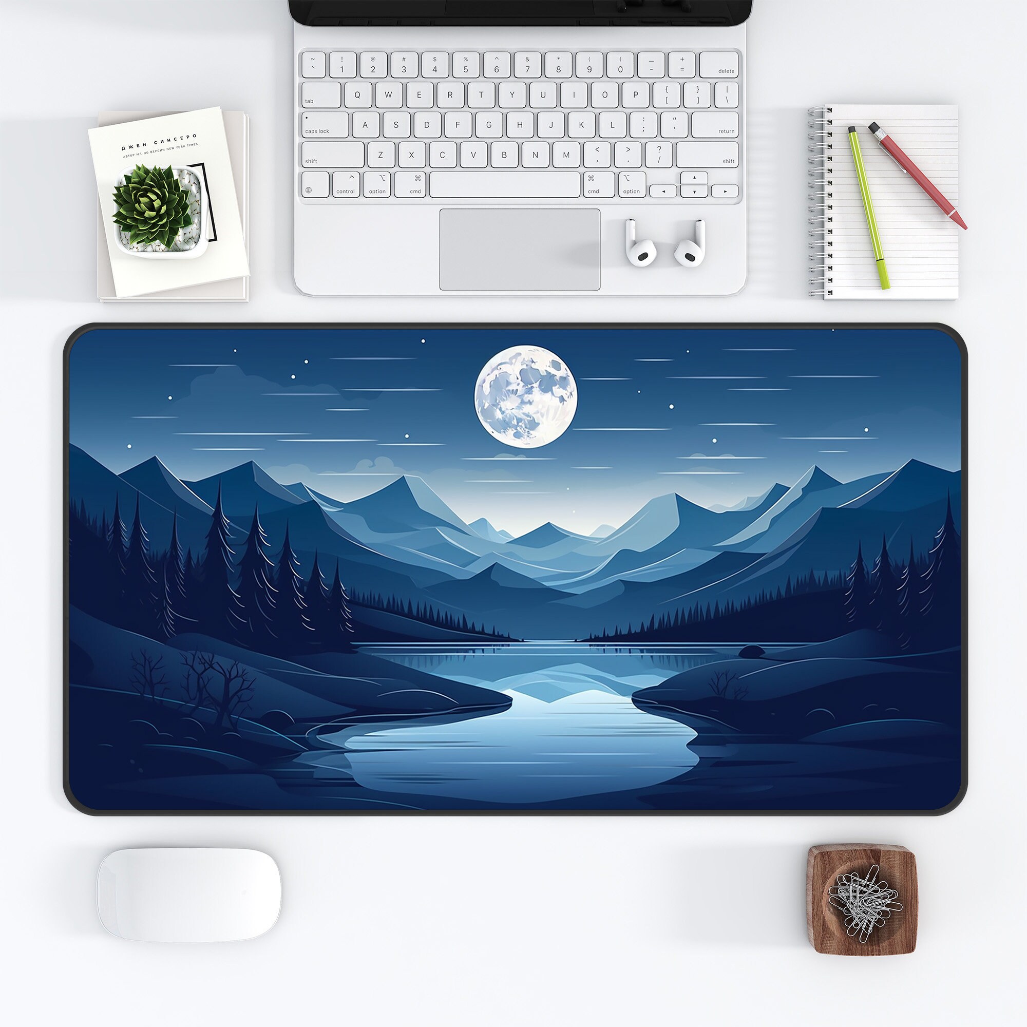 Blue Mountains Desk Mat - Serene Mountain Landscape - Design 1 ...
