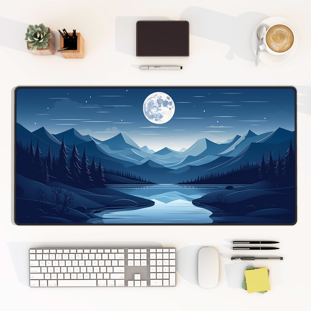 Blue Mountains Desk Mat - Serene Mountain Landscape - Design 1 ...