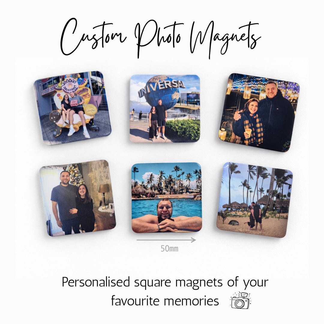 Personalised Photo Fridge Magnets 5cm – Square Picture Magnet Set, 2x2 ...