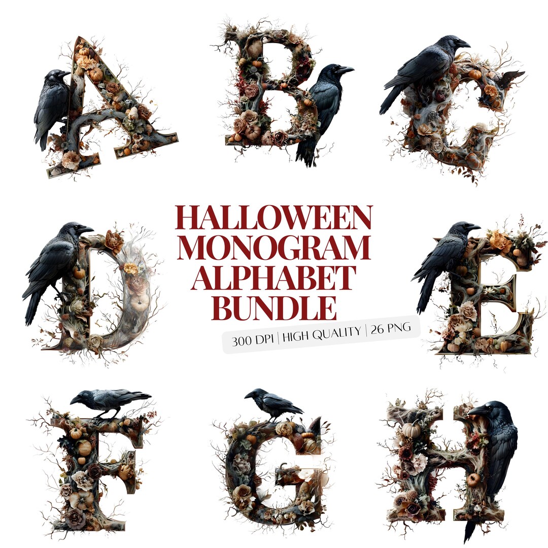 Halloween Monogram Bundle Clip Art Bundle Alphabet Commercial Use ...