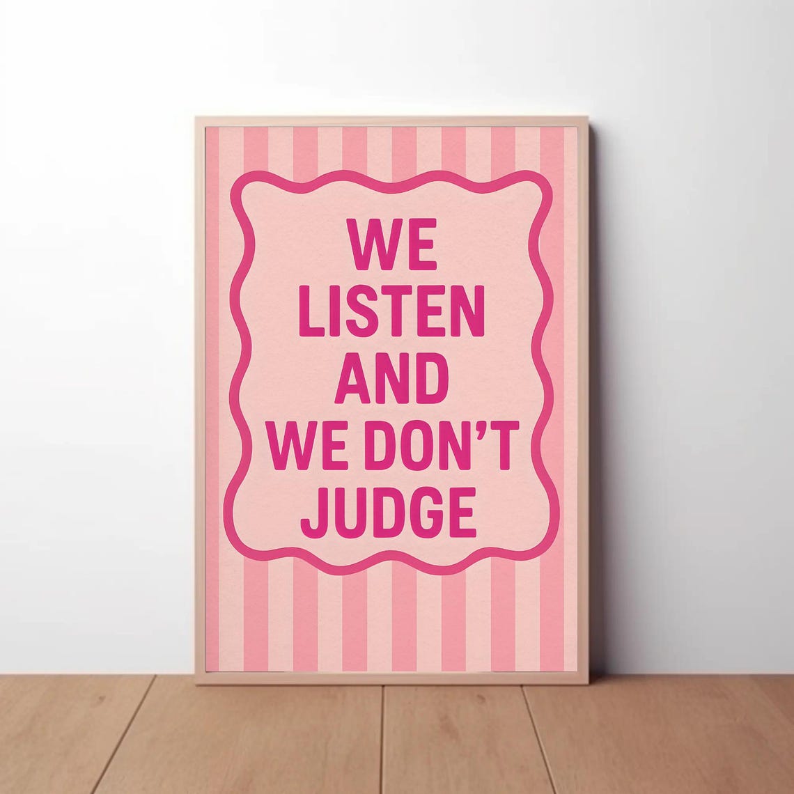 Non-judgmental Listening Wall Art | Pink Inspirational Quote Print ...