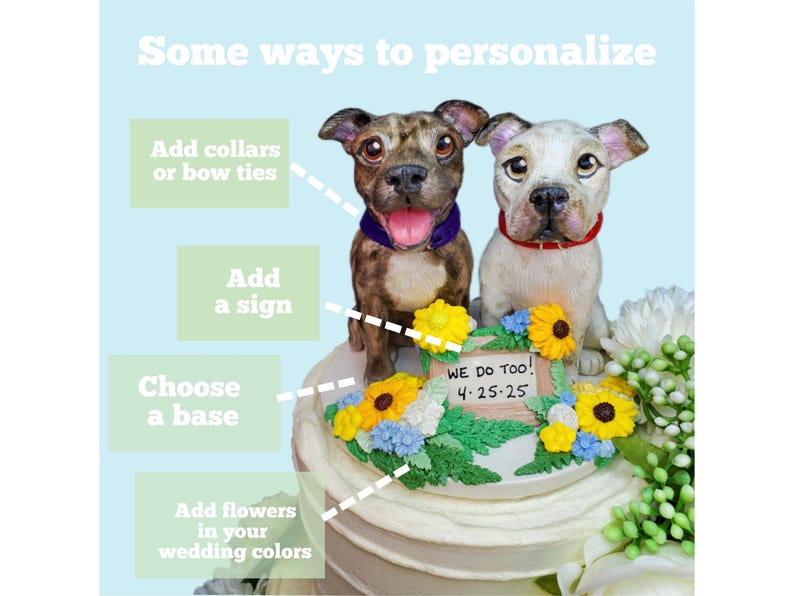 Custom Dog Cake Topper: Handmade Polymer Clay Wedding Sculpture for Dog ...