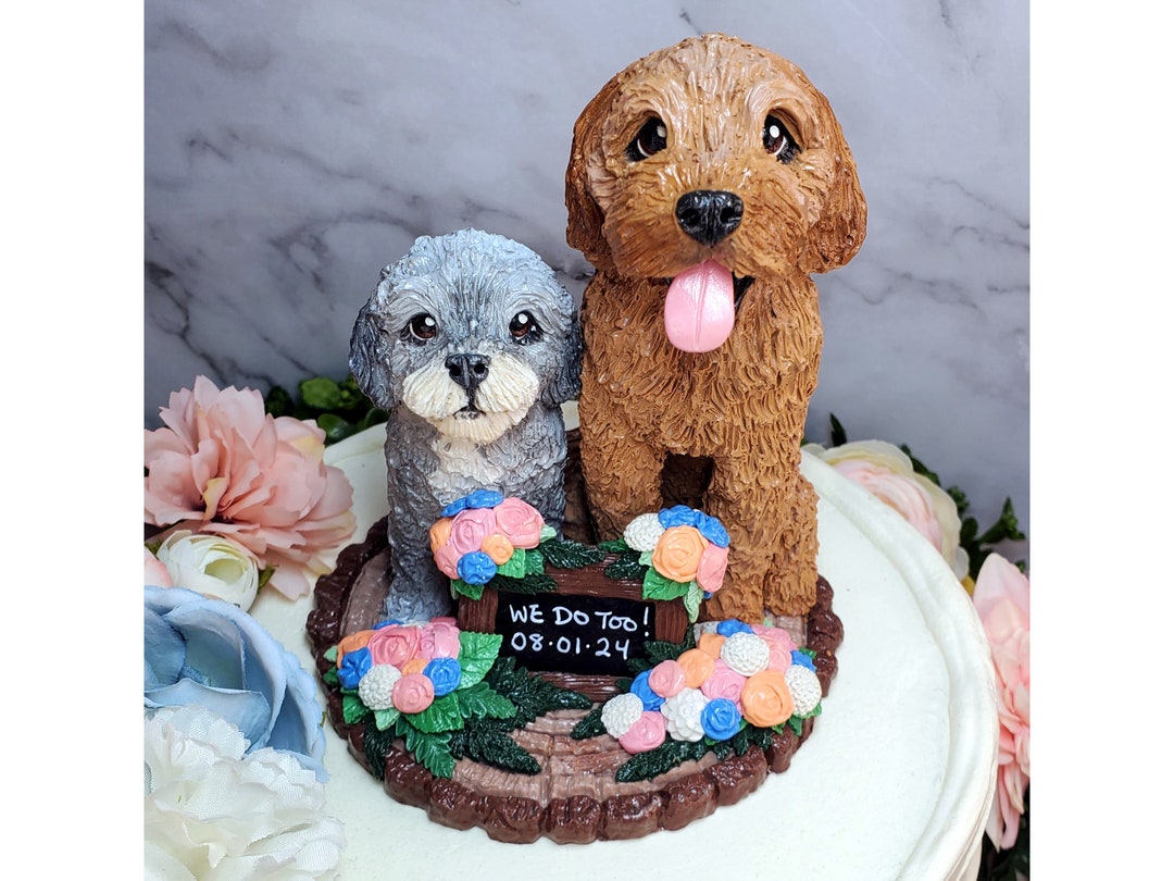 Custom Dog Cake Topper, Wedding Sculpture, Handmade Wedding Gift for ...
