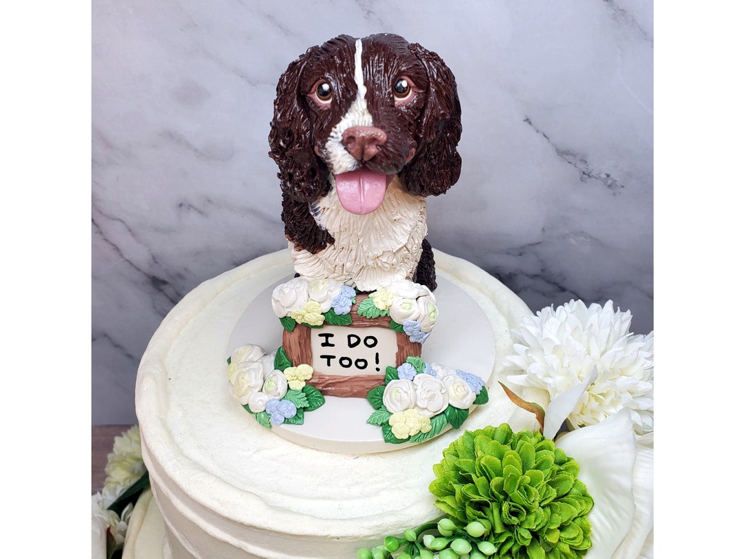 Custom Dog Cake Topper: Handmade Polymer Clay Wedding Sculpture for Dog ...