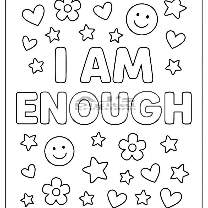 Kids' Affirmation Coloring Pages: I Am Kind, Brave, Loved (PDF) - Etsy