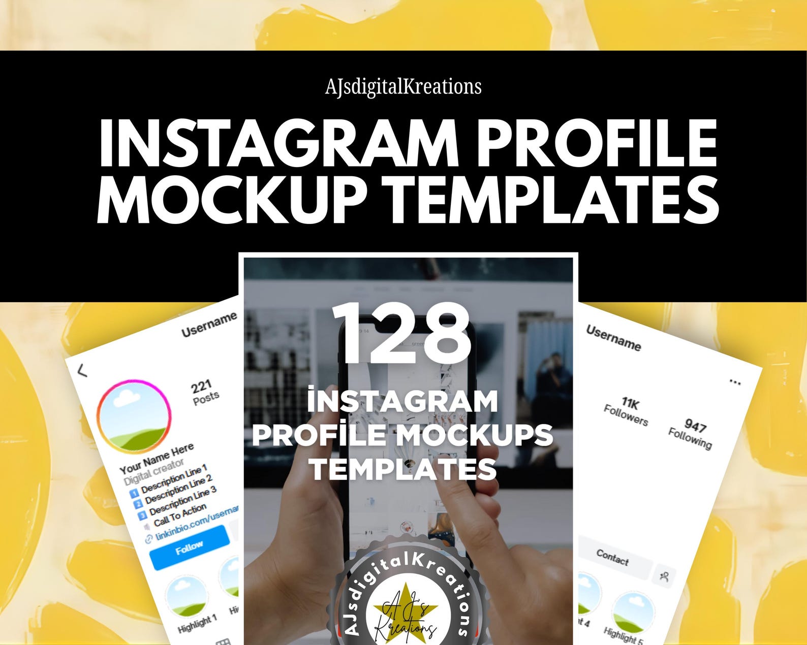 Instagram Profile Mockup Templates - Customizable IG Feed Layouts - Etsy