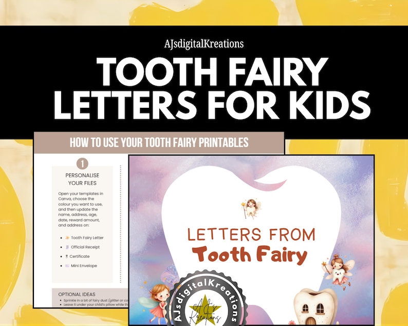 Tooth Fairy Letter Printable, Kids' Magical Note (includes Receipt ...