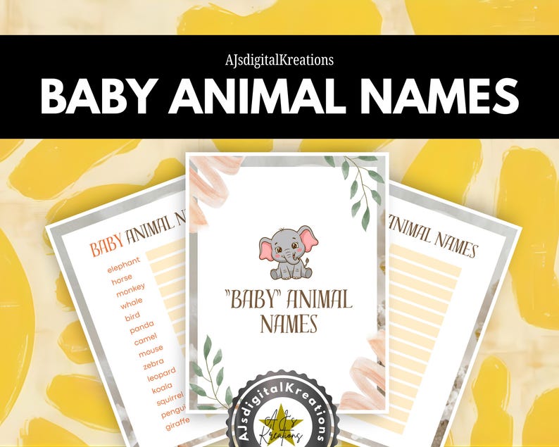 Baby Animal Names Game: Woodland Theme - Printable Shower Fun - Etsy