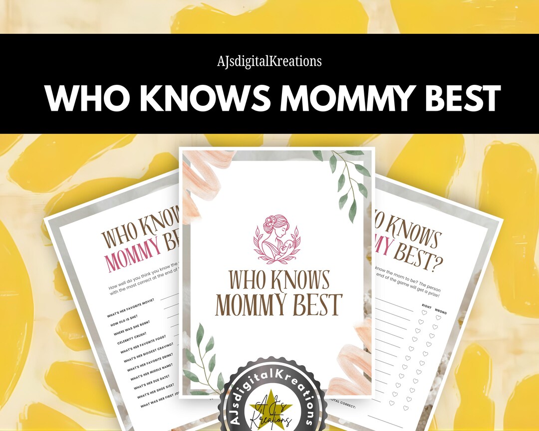 Who Knows Mommy Activity Game – Printable Baby Shower Activity (digital ...