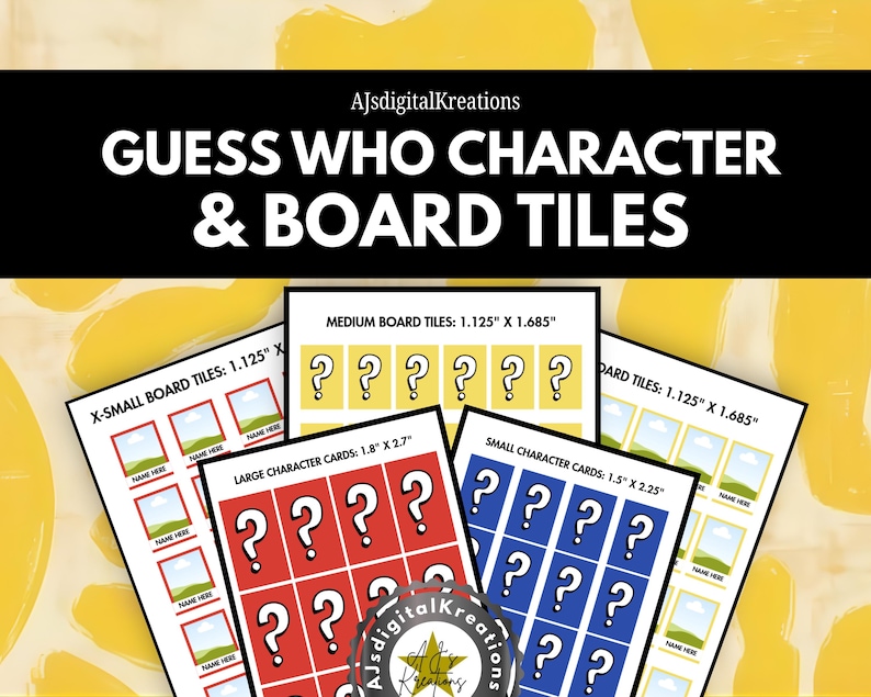 Guess Who Game Tiles: Personalized Characters - Printable Template - Etsy