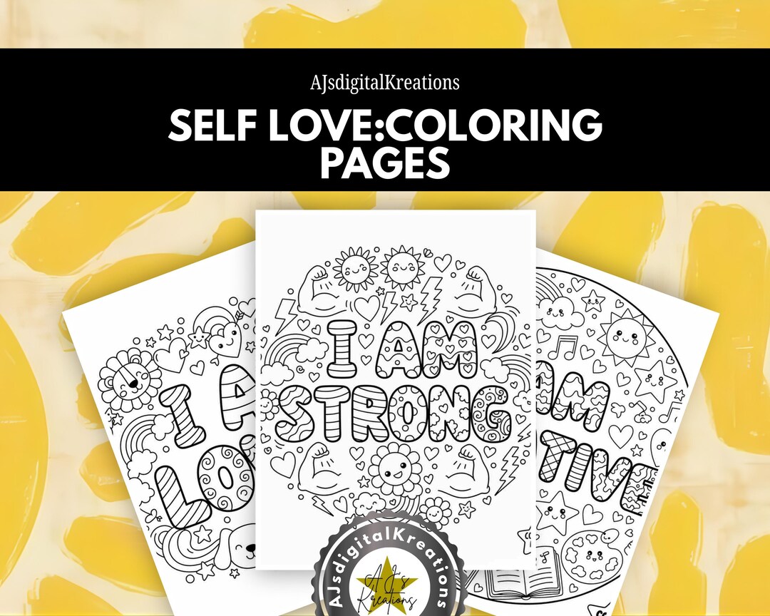 Self Love Coloring Pages, Simple Designs (8 Digital Prints) - Etsy