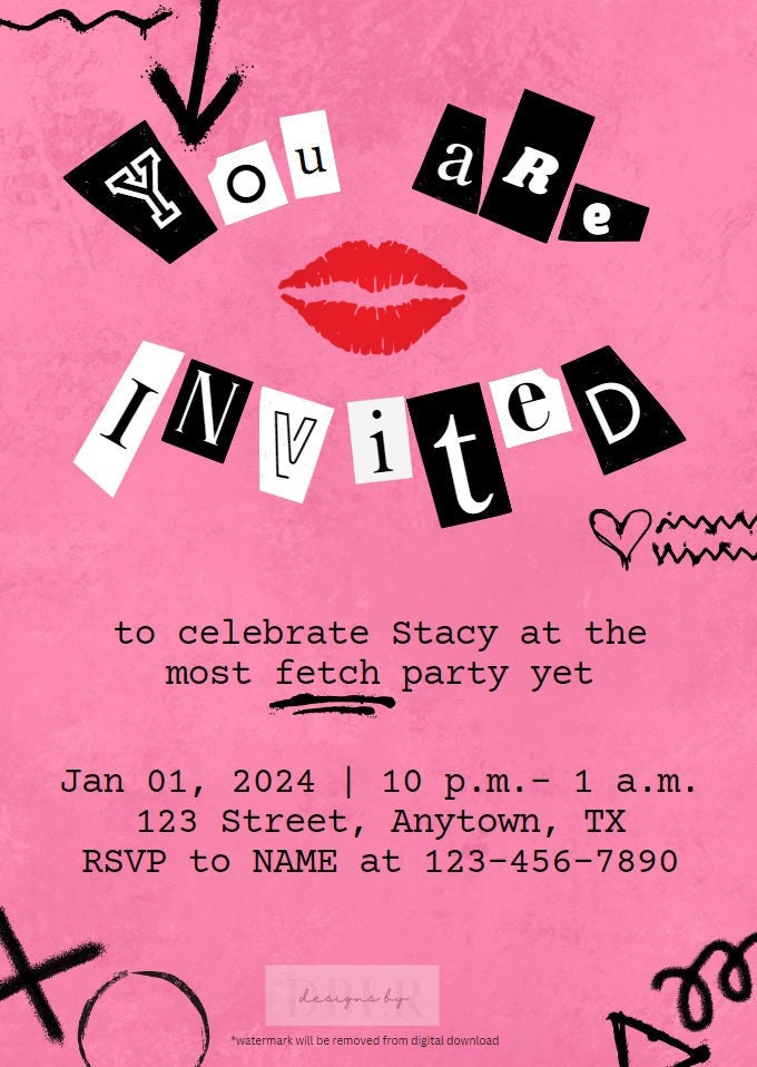 Mean Girls Birthday Invitation | Customizable Burn Book Theme (instant ...