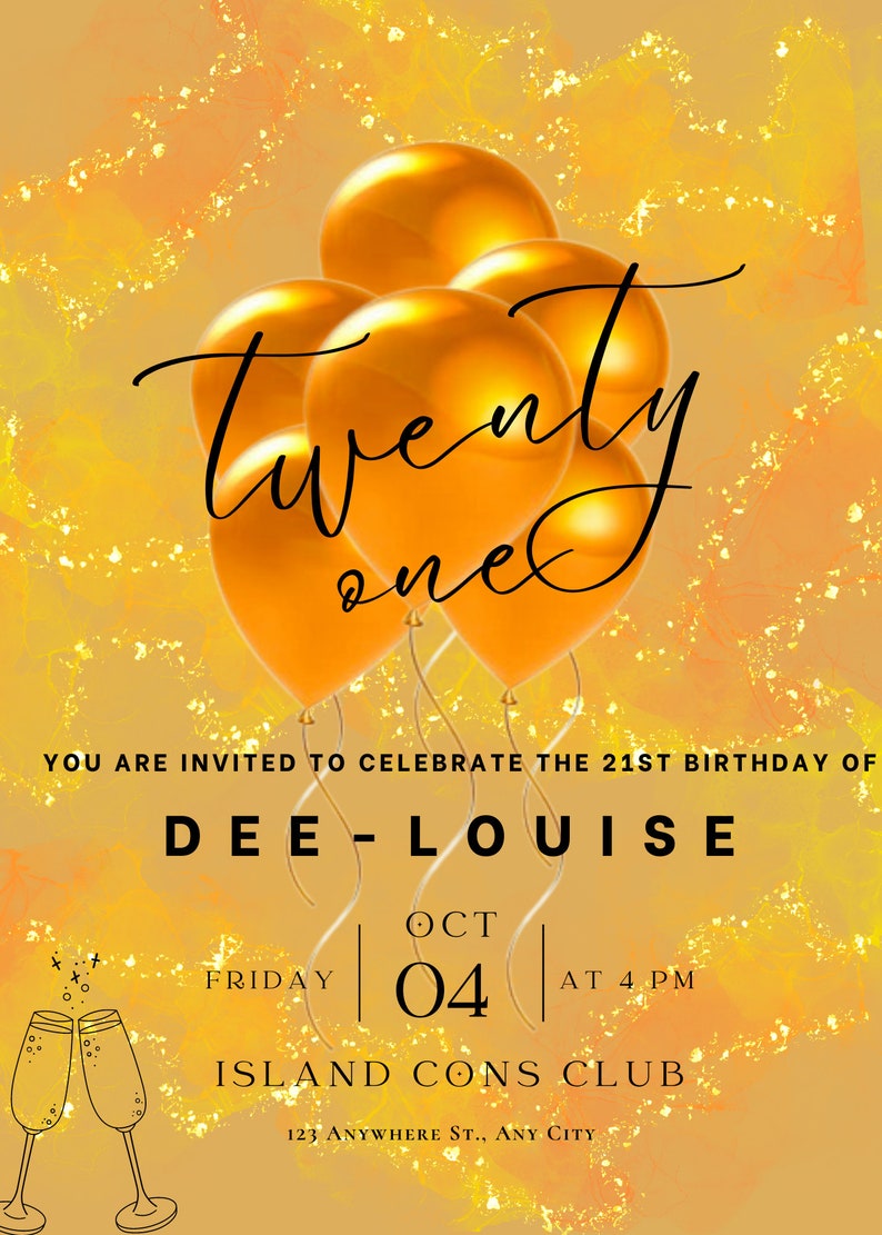 21st Birthday Invitation - Etsy