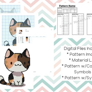 Calico Cat Cross Stitch Pattern - Etsy