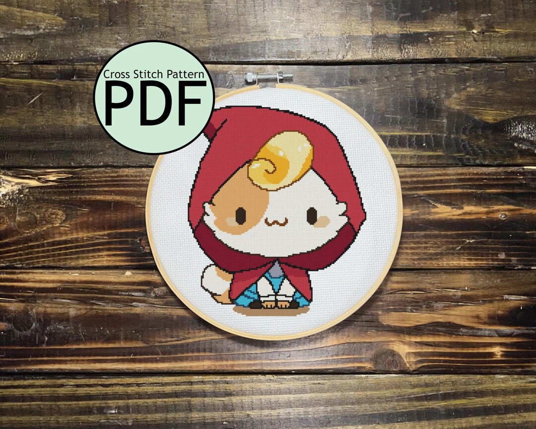 Little Red Riding Hood Cat Cross Stitch - Etsy