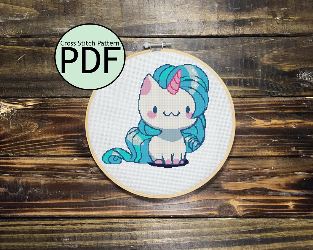 Blue Mane Cat Cross Stitch Pattern - Etsy