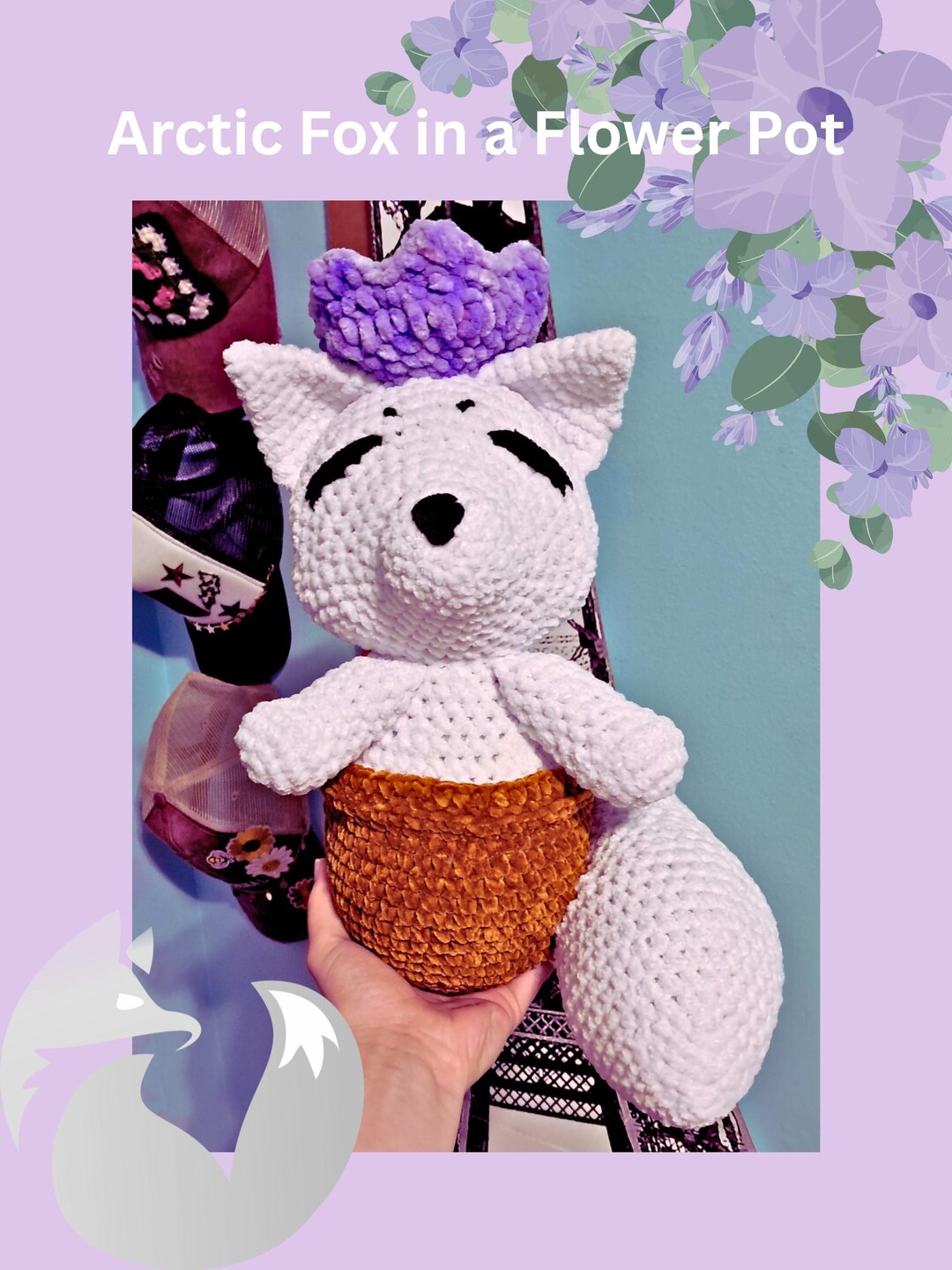 Arctic Fox in a Flower Pot Crochet Pattern - Etsy