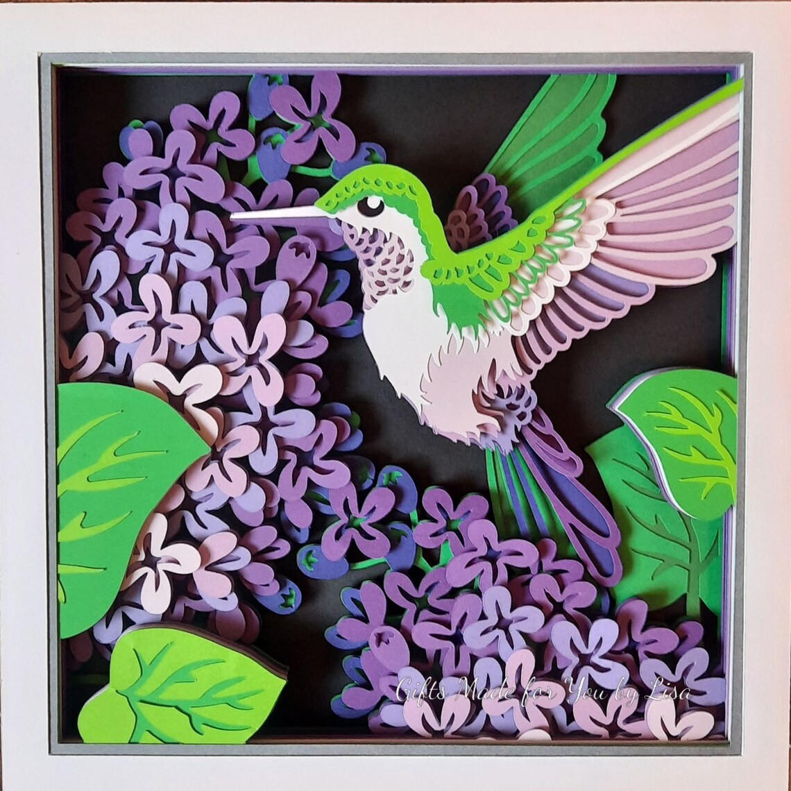Hummingbird Lilacs 3D Layered Shadow Box Wall Art Housewarming Gift ...