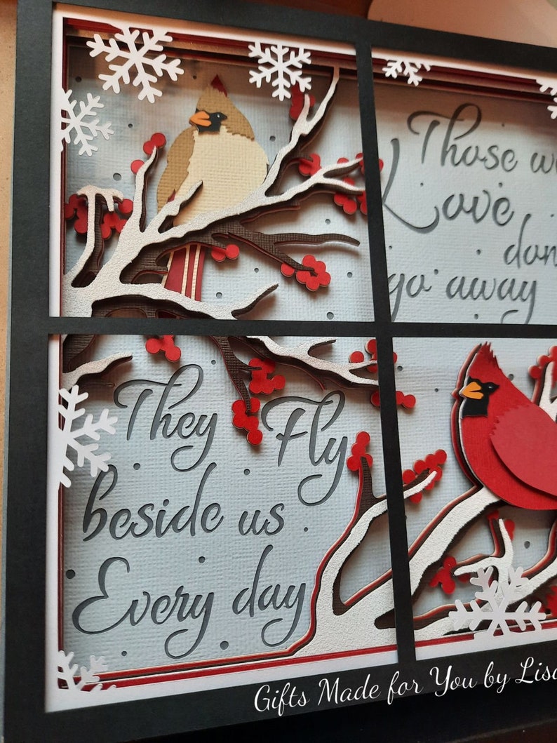 Cardinals in Tree Loved Ones 3D Layered Shadow Box Shadowbox Gift Wall ...