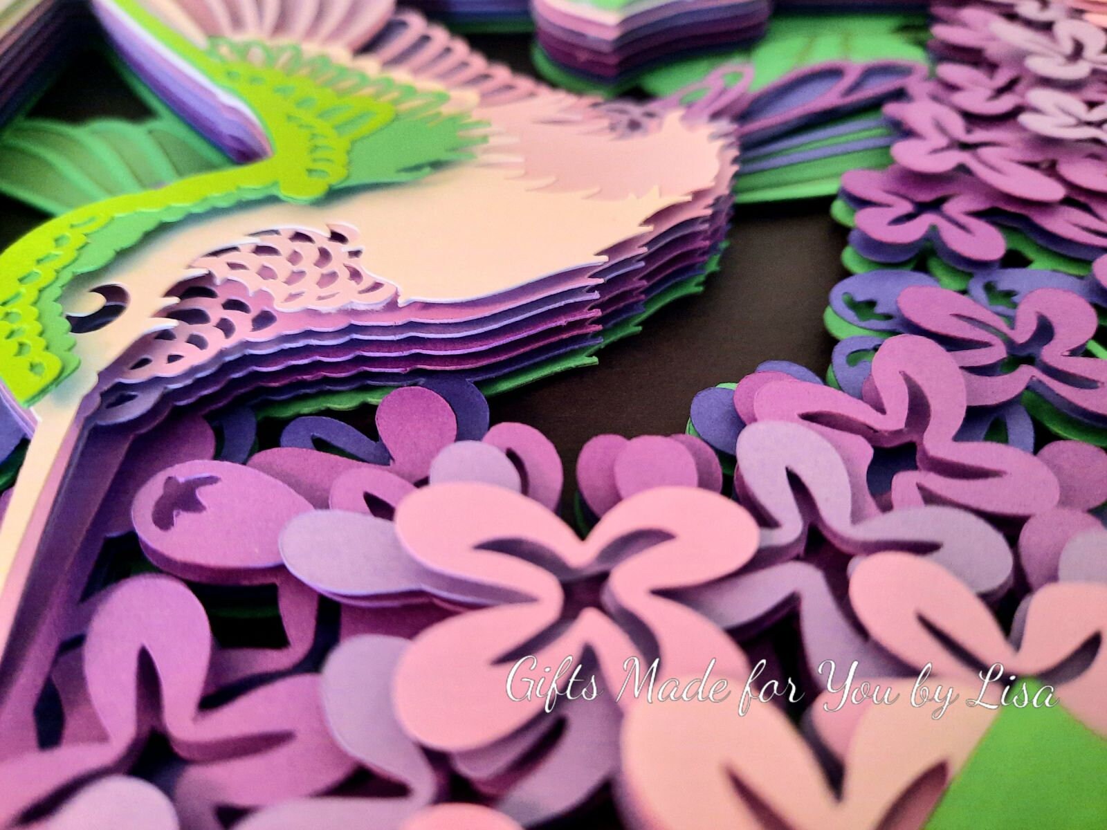 Hummingbird Lilacs 3D Layered Shadow Box Wall Art Housewarming Gift ...