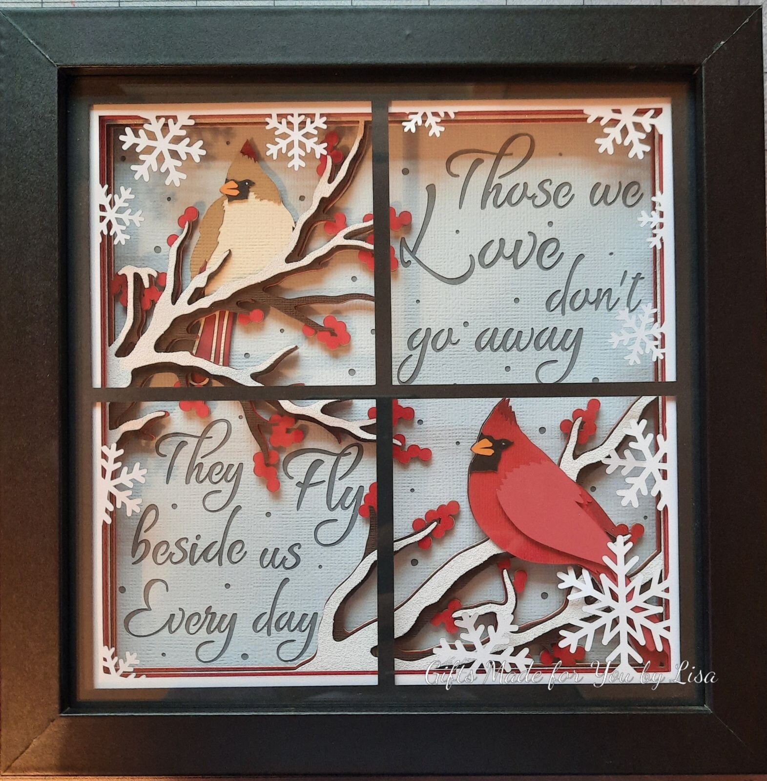 Cardinals in Tree Loved Ones 3D Layered Shadow Box Shadowbox Gift Wall ...