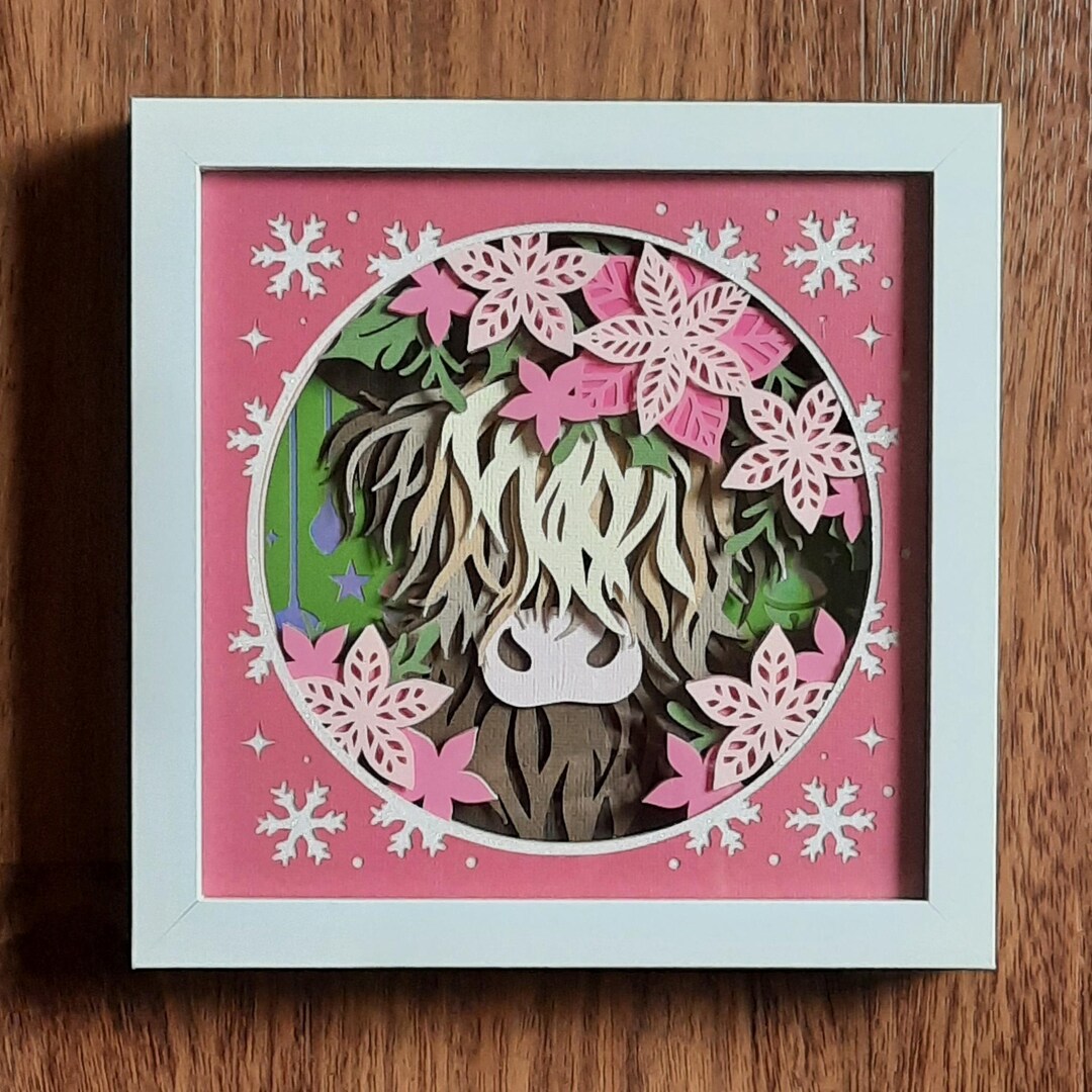 Highland Cow, 3D Layered, Shadow Box, Farm, Wall, Mantle, Gift, Decor ...