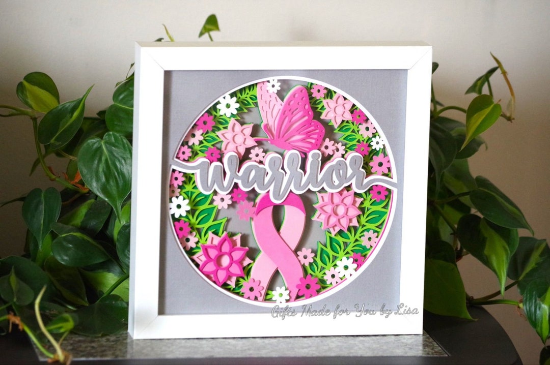 Breast Cancer Awareness Cancer Warrior Decor 3D Layered Shadow Box Wall ...