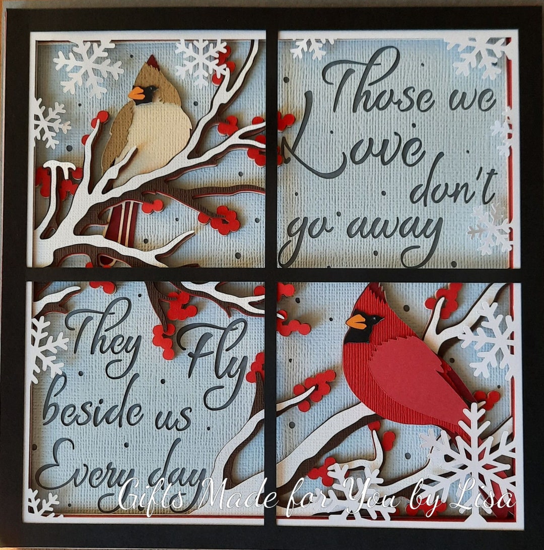 Cardinals in Tree Loved Ones 3D Layered Shadow Box Shadowbox Gift Wall ...