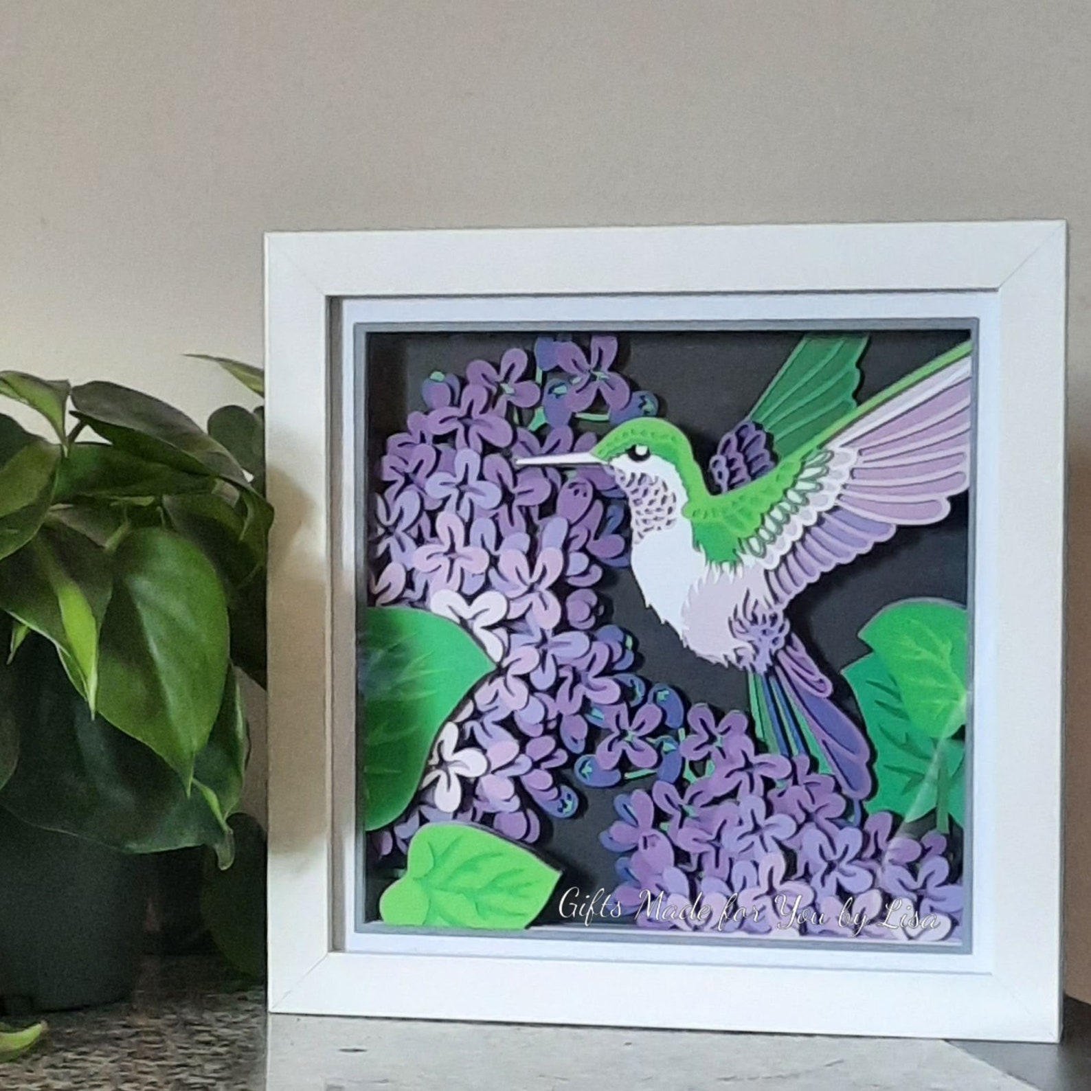 Hummingbird Lilacs 3D Layered Shadow Box Wall Art Housewarming Gift ...