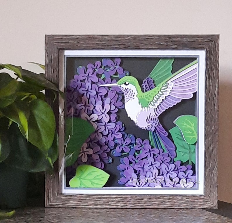 Hummingbird Lilacs 3D Layered Shadow Box Wall Art Housewarming Gift ...