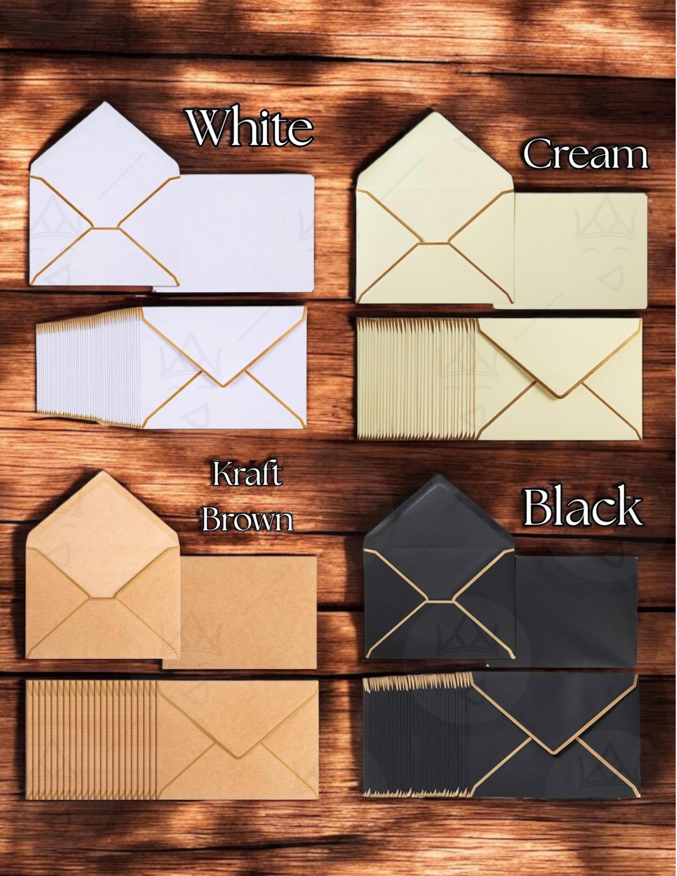 Wedding Invitation Gold Border V-flap Self Seal Envelopes- Add On - Etsy