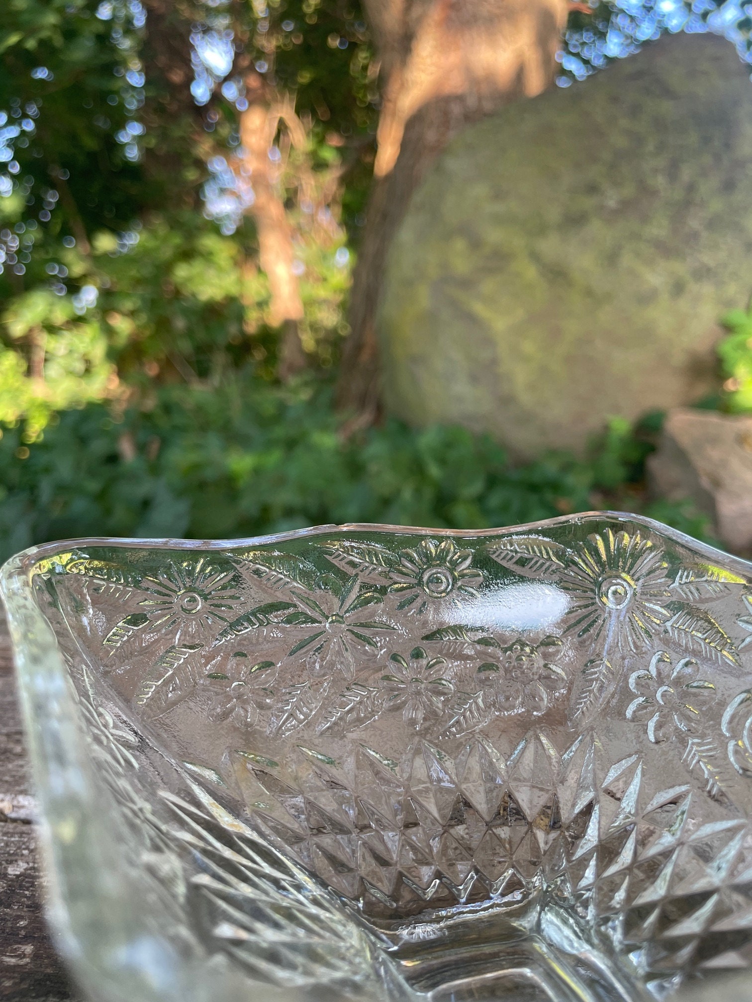Vintage Indiana Glass Diamond Shaped Compote Dish With Pineapple ...